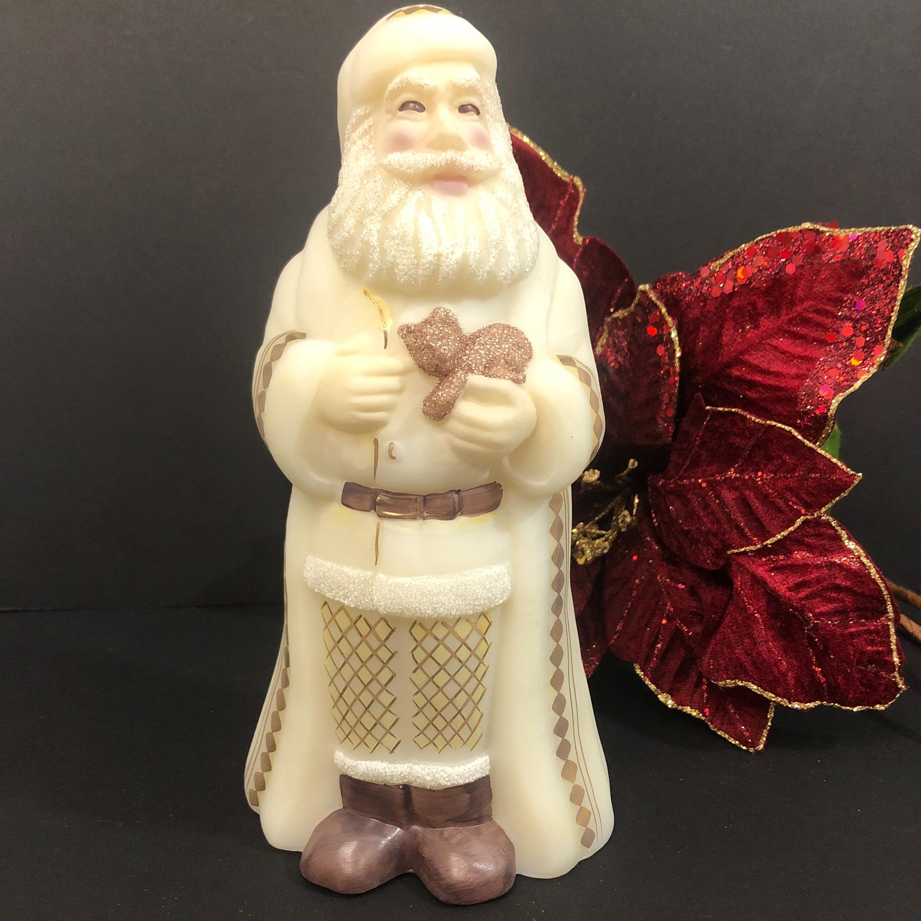Fenton Opal Satin Santa with Cat S. Fisher