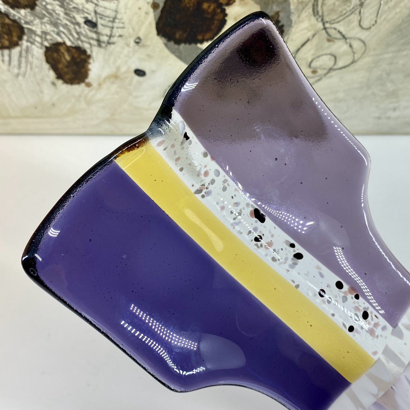 Artist Signed SANDRA KAYE Fused Glass SPOON/UTENSIL REST Contemporary ...