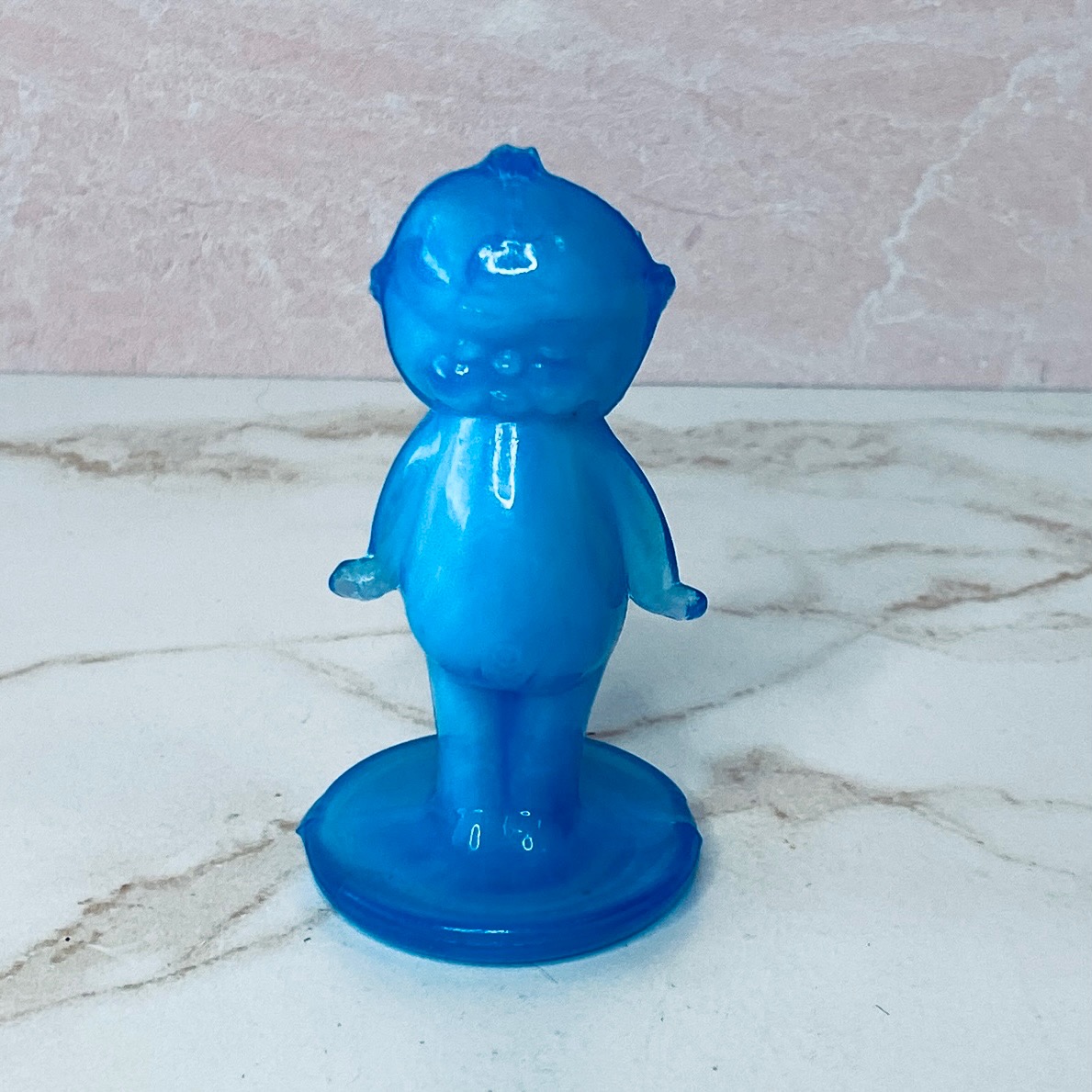 Vintage Boyd Blue Iridescent Kewpie Glass Figurine, Keepsake, Collectible