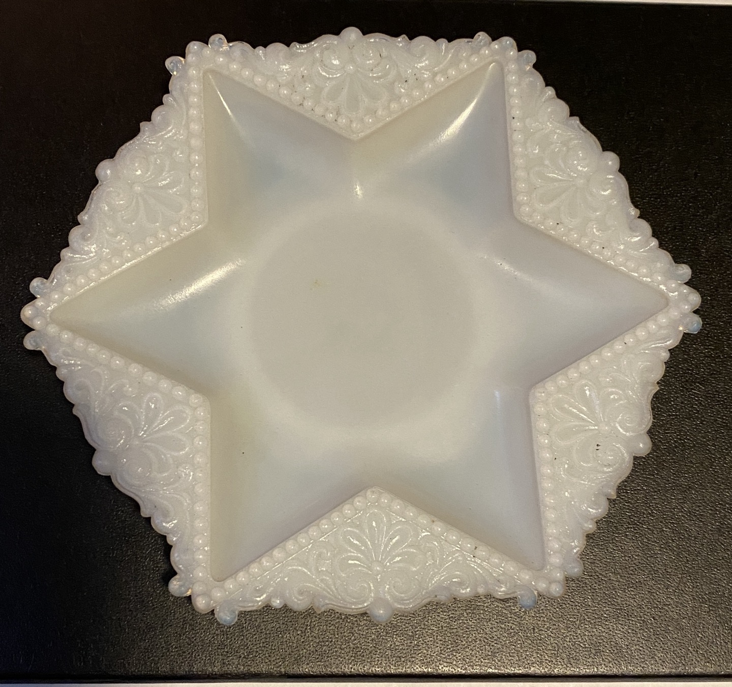 Victorian EAPG Star Milk Glass Pin Card Tray