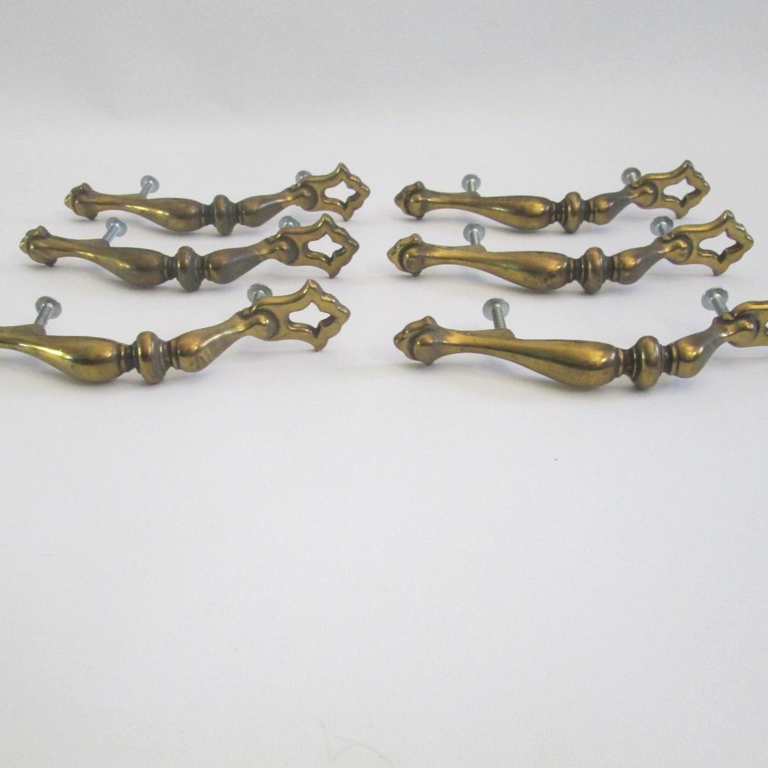 Metal Drawer Pull Lot 6 Keyhole Handles 3" Centers Baroque Style