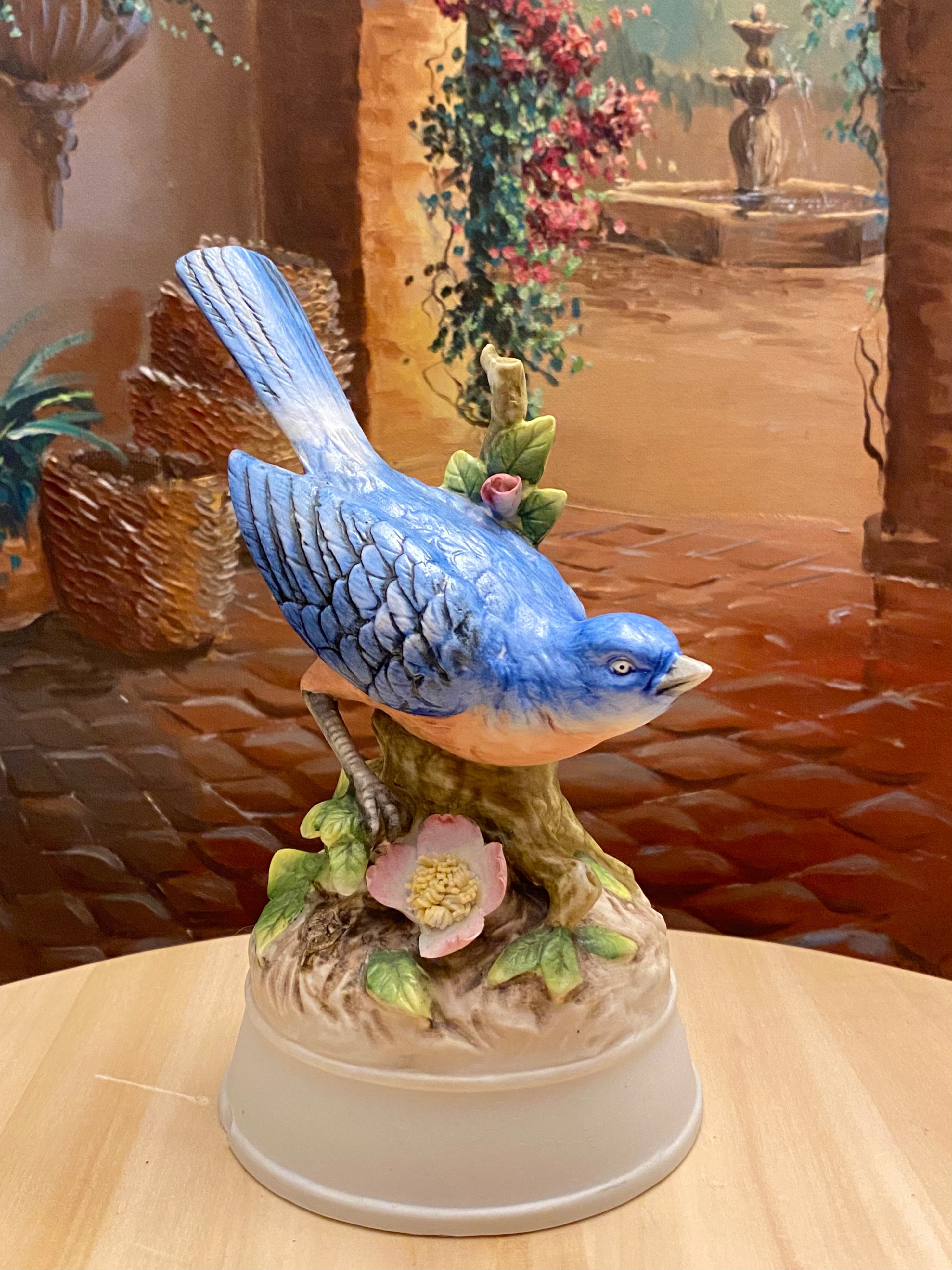 Vintage Andrea By Sadek Blue Bird Music Box Ceramic Figurine | Plays ...