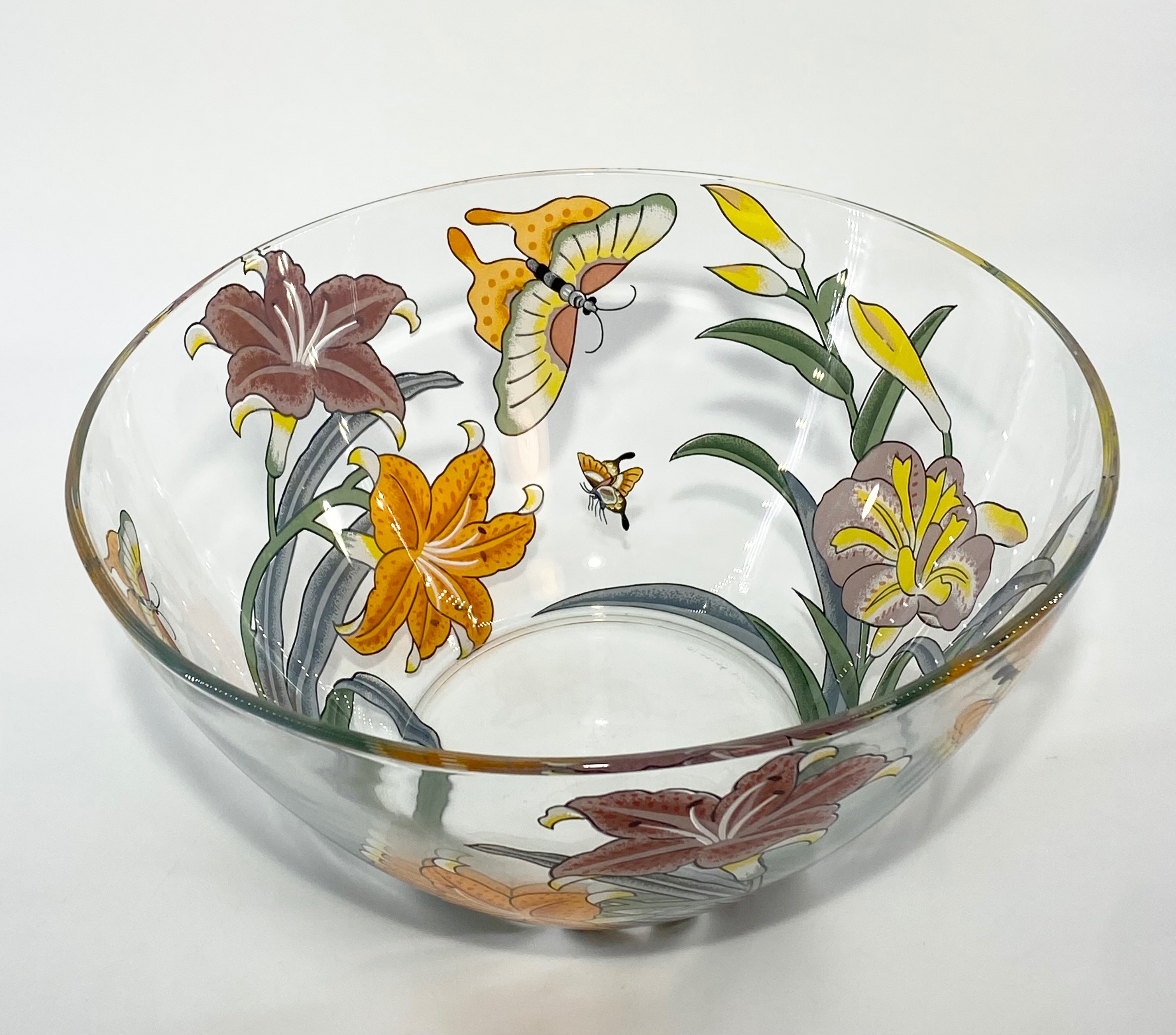 Dorothy Thorpe Design Tiger Lily Butterfly Marked Arcoroc France Glass ...