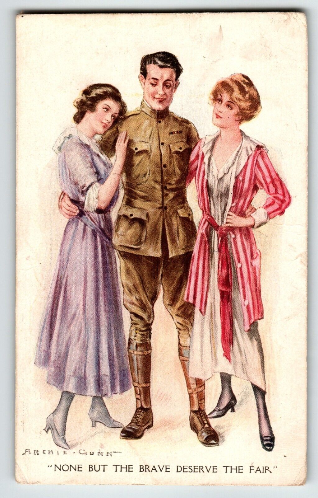 Military Postcard Artist Archie Gunn WWI Army Navy Military Wartime 2 ...