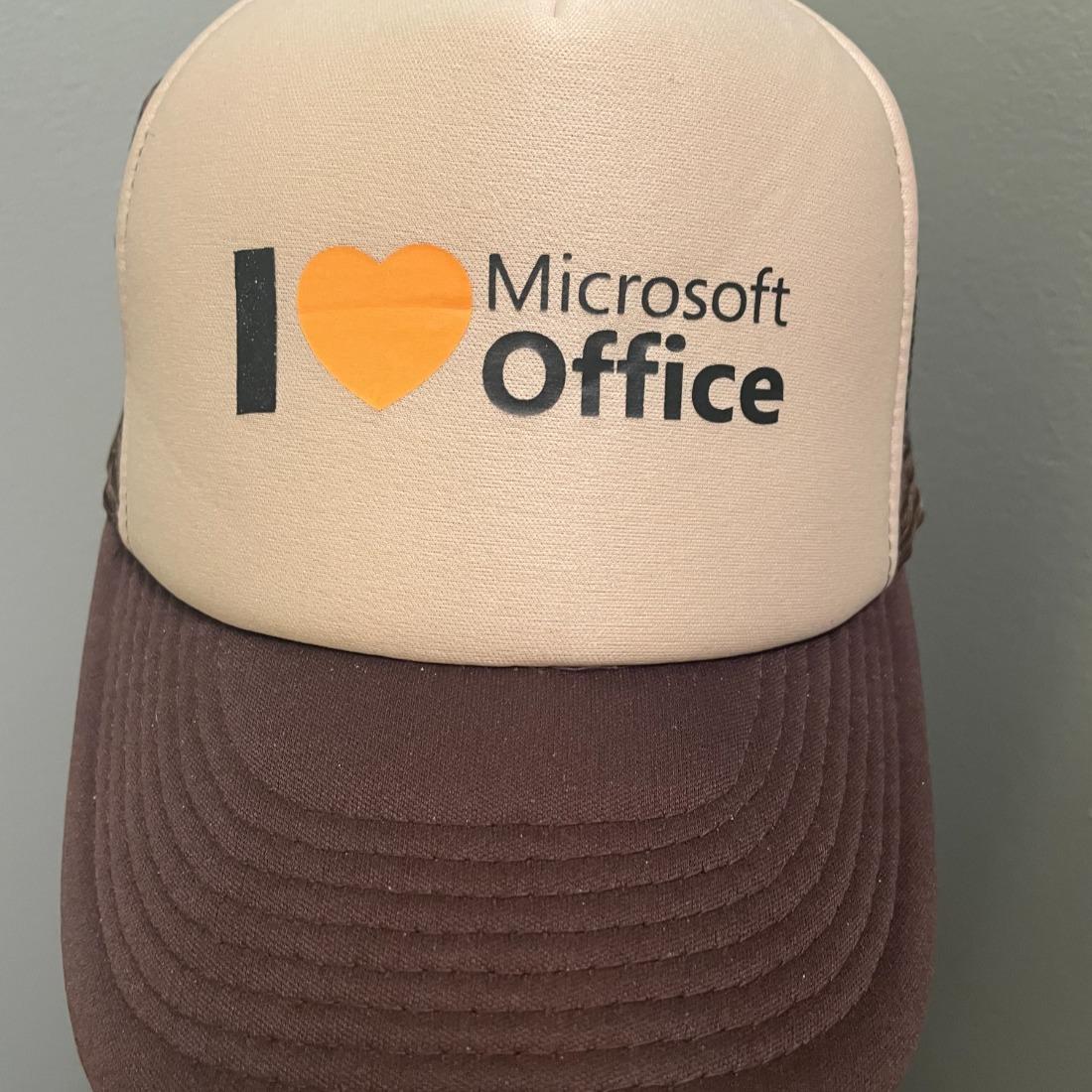 I LOVE HEART MICROSOFT OFFICE TRUCKER HAT WITH LANYARD
