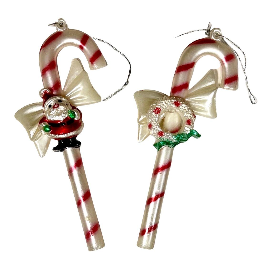 Vintage Christmas Plastic Candy Cane Ornaments Santa Christmas Wreath ...