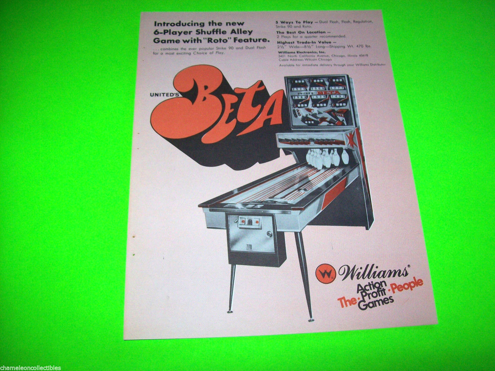BETA 1969 ORIGINAL SHUFFLE ALLEY BOWLER Game Pull Out Trade Magazine AD ...