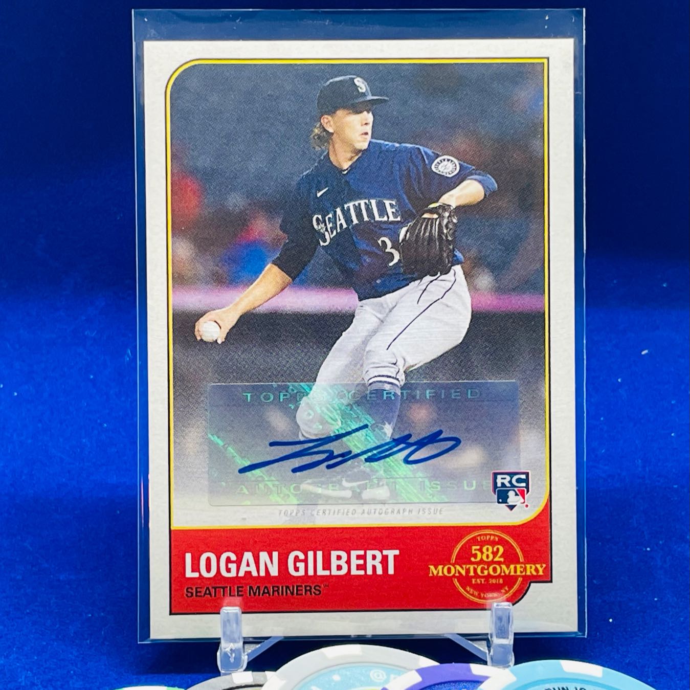 Logan Gilbert 2022 Topps 582 Montgomery Club RC Auto - Seattle Mariners