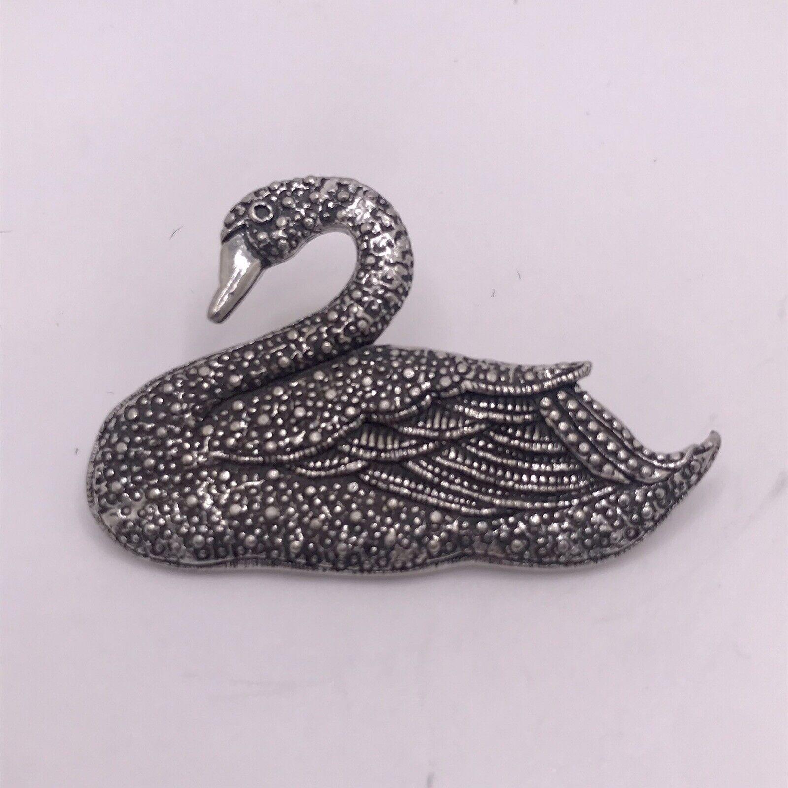 2003 Seagull Canada Fine Pewter Detailed Swan Pin Brooch Signed 2"