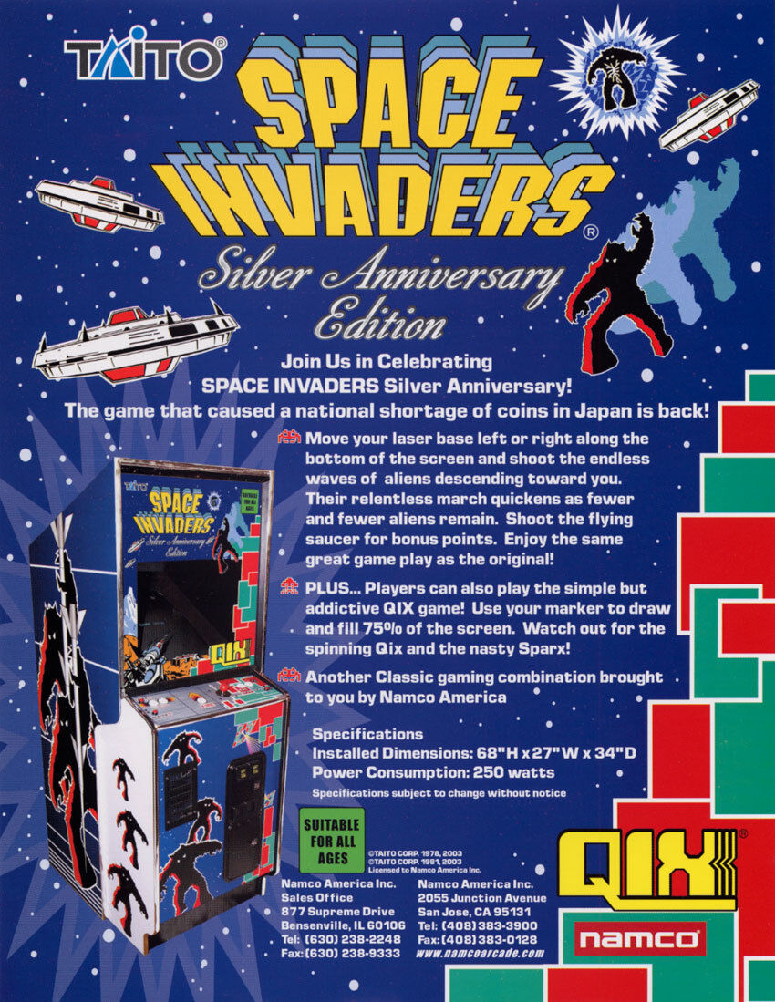 SPACE INVADERS 25th Anniversary 2003 Original NOS Video Arcade Game ...