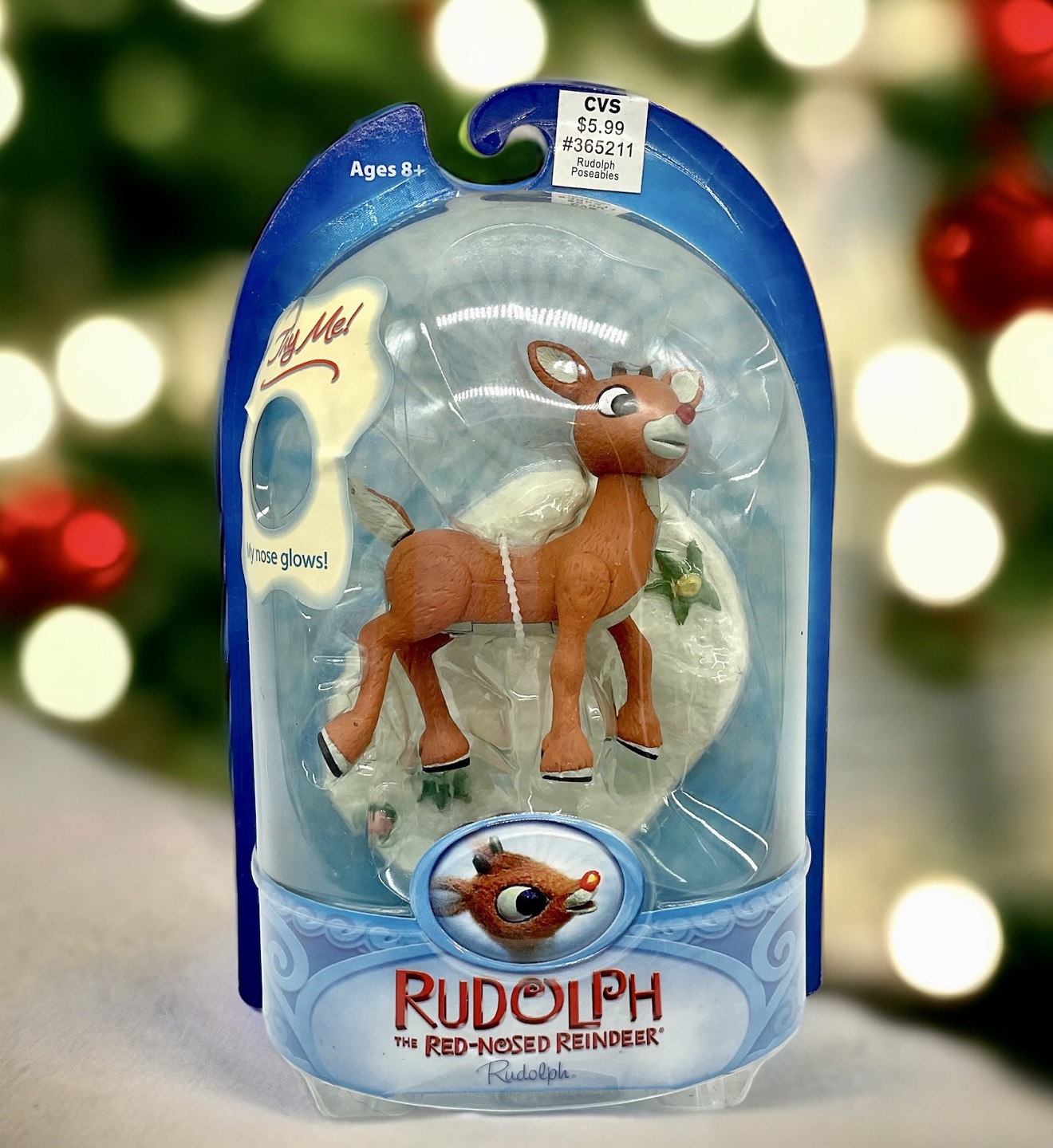 Rudolph the Red Nosed Reindeer Poseable Try Me NIB Action Figure Round ...