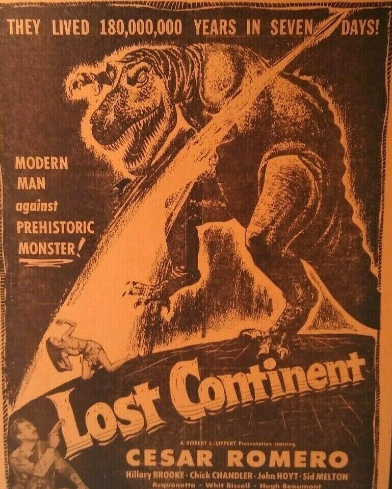 Lost Continent Dinosaur Monster Horror Movie Poster 1951 Cesar Romero ...