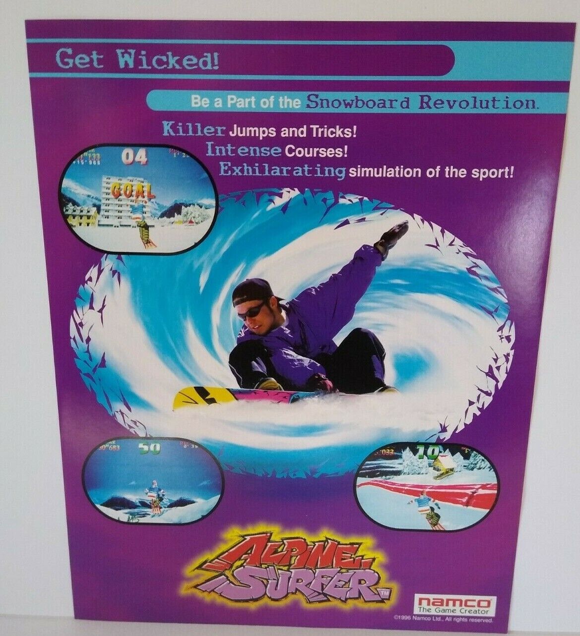 Alpine Surfer Arcade FLYER Original NOS Video Game Snow Boarding 1996