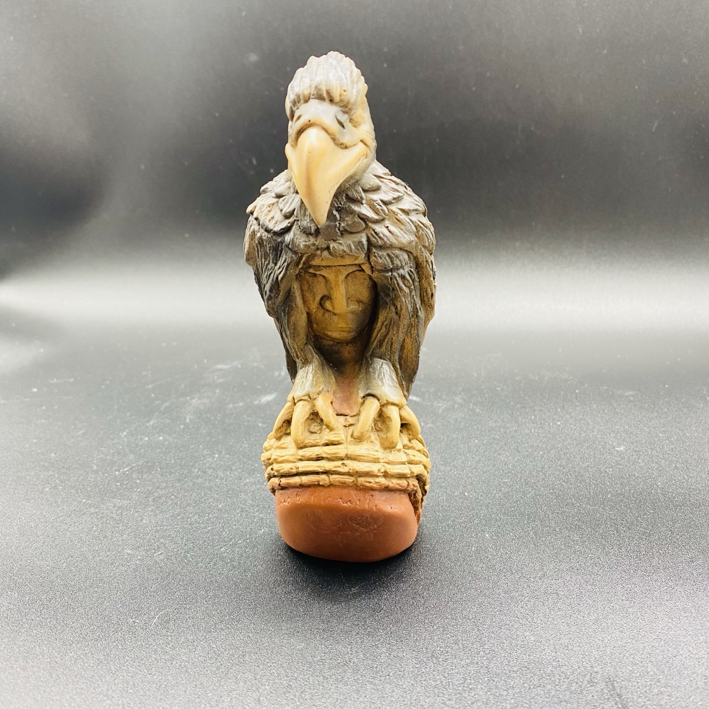 Signed Stone Carving Eagle Portrait Face Thomas B Manacle Vintage