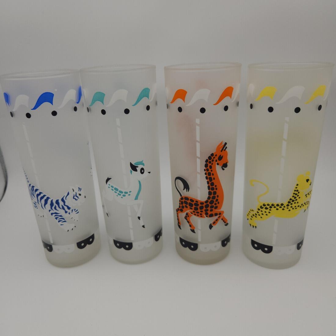 VTG Libbey Carousel Circus Frosted Tom Collins Lemonade Glasses Tiger ...