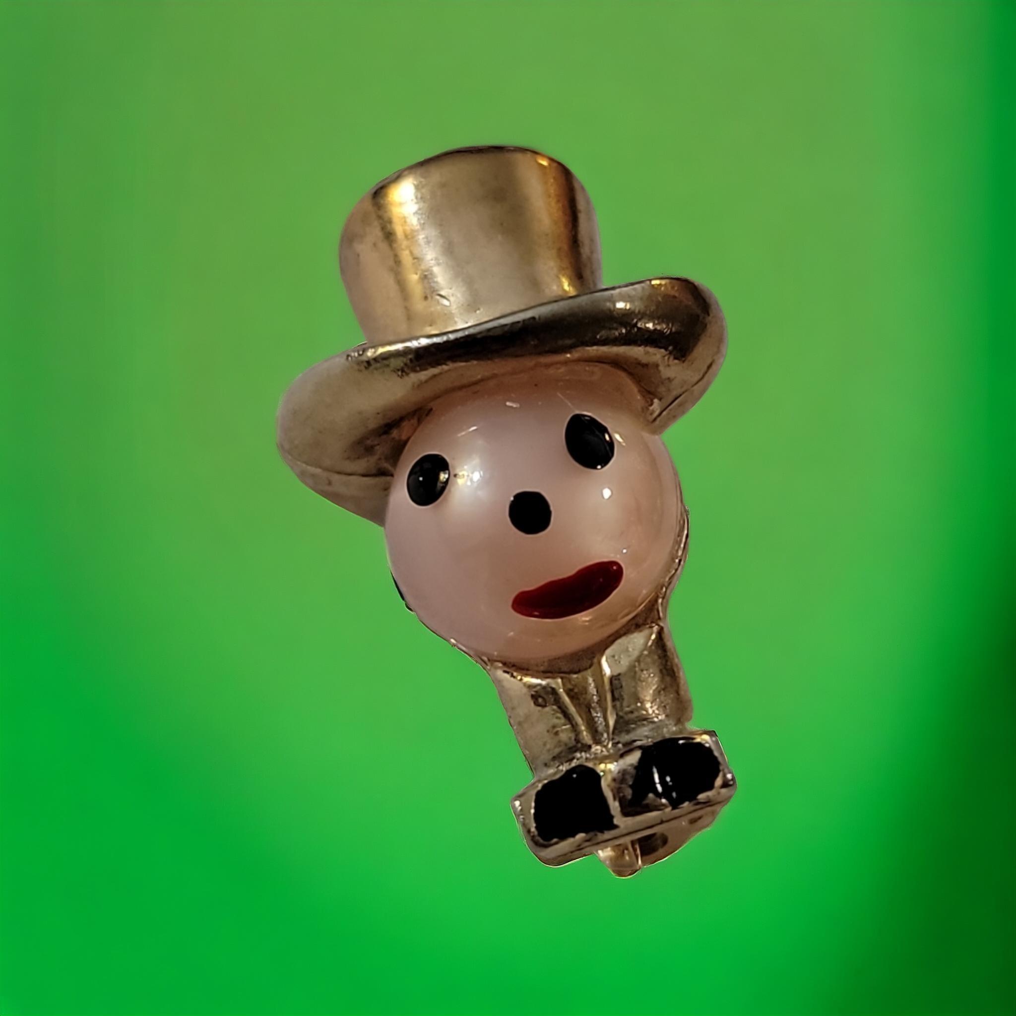 Rare Coro Small Series Little People Snowman Top Hat Pearlized Face ...