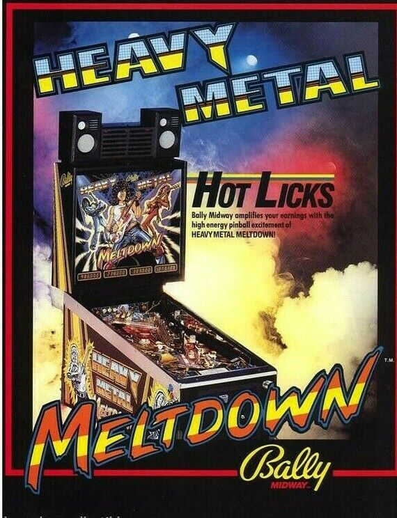 Heavy Metal Meltdown Pinball Flyer Original NOS Bally 1987 Rock Music ...