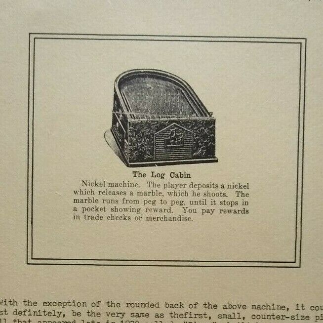 Log Cabin Countertop Pinball Machine Marketplace Game Print AD 1980 Leo ...