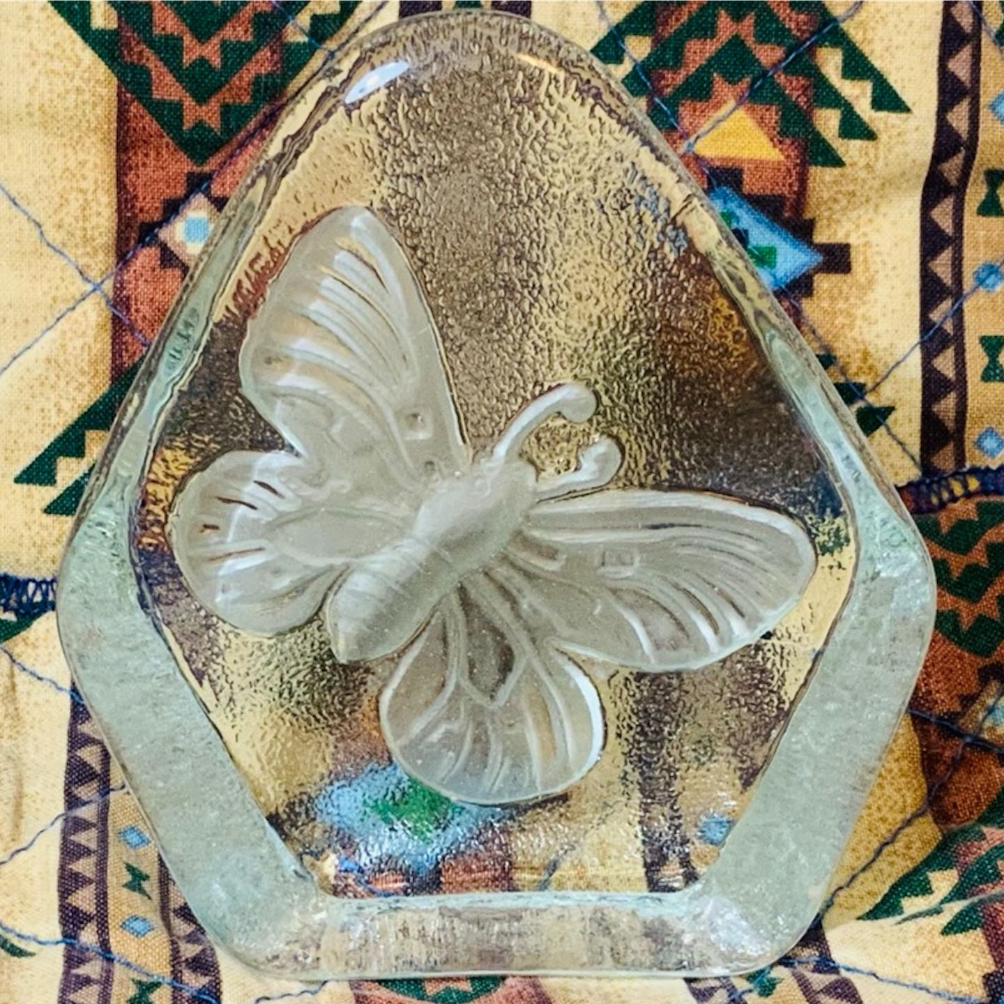 Beautiful Vintage Frosted And Clear Glass Butterfly Paperweight Clear ...