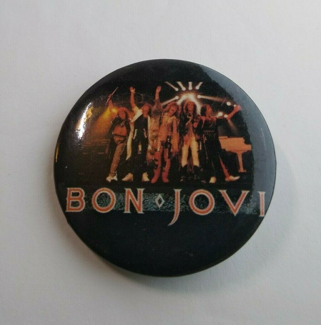 Bon Jovi Vintage 1986 Badge Button Up Pin Pinback Hard Rock Licensed ...