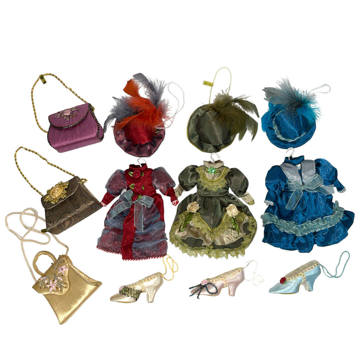 Victorian Clothing Ornaments Dresses Shoes Hats Handbags Set of 12 New ...