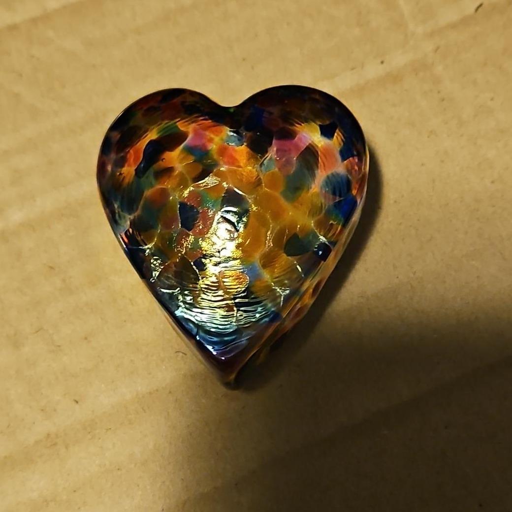 Robert Held Signed Multicolor Heart Paperweight With Label Canada