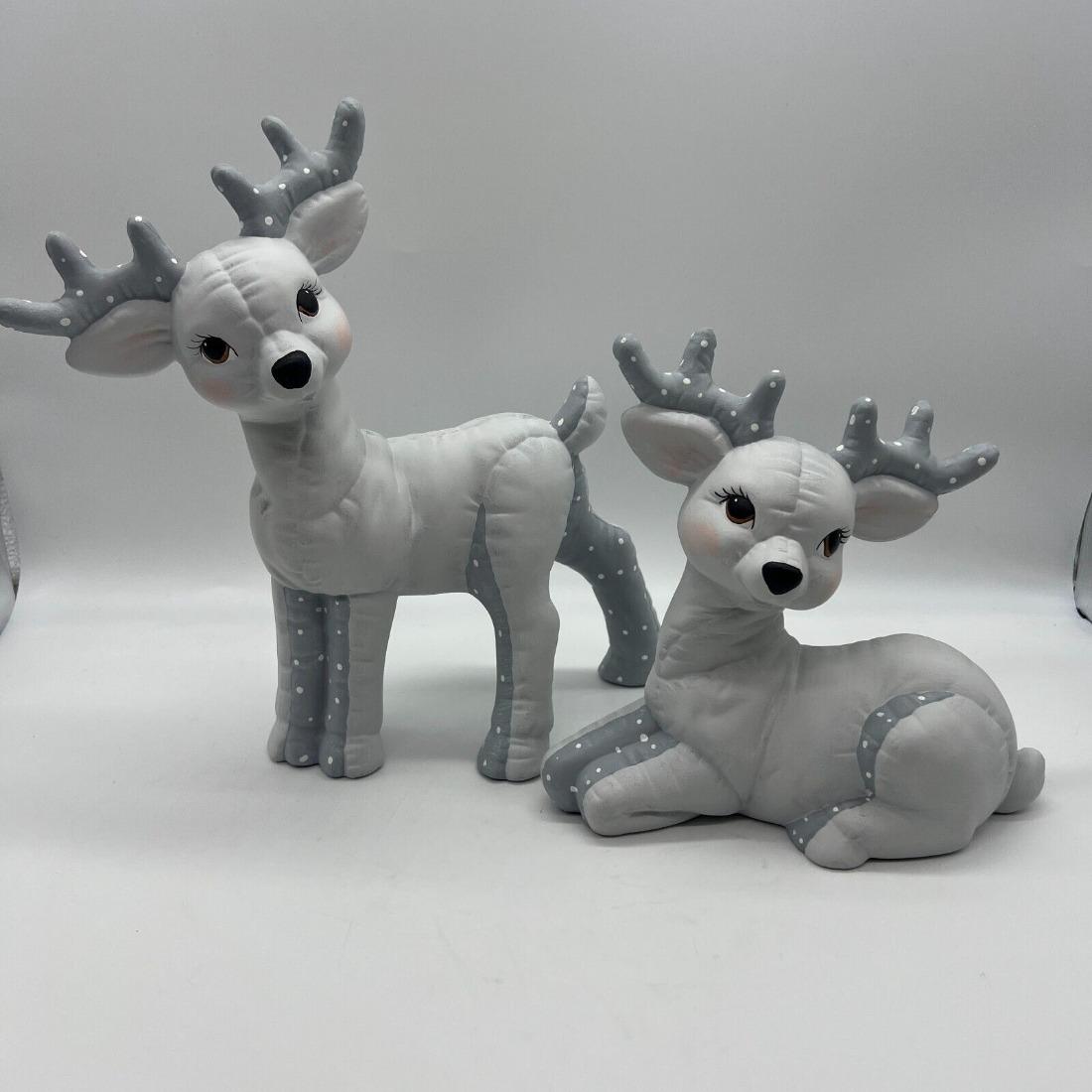 Vintage Kimple Ceramic Molds Christmas Quilted Reindeer Set Figurines ...