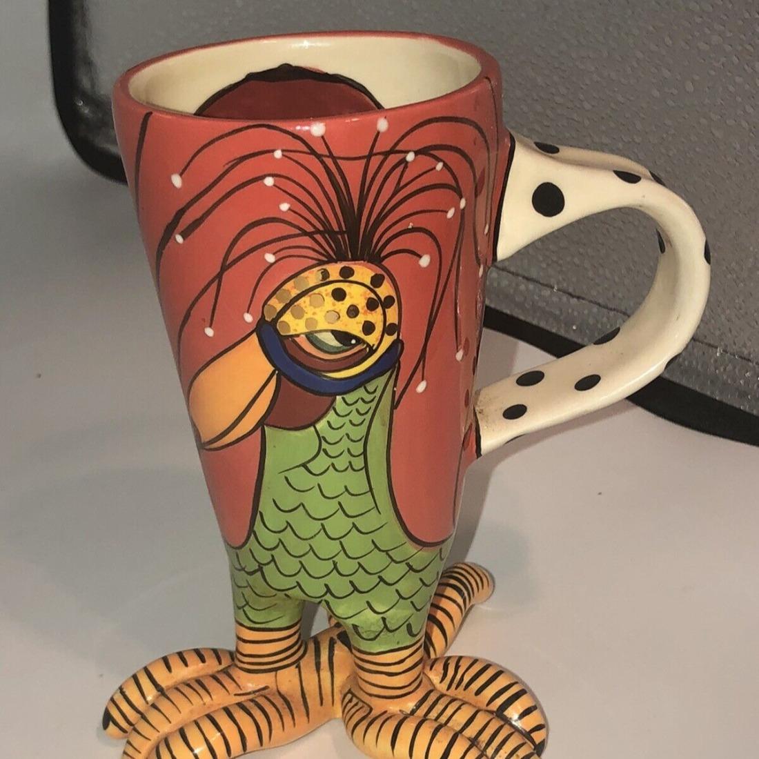 Vintage Swak Ceramic Tall Coffee Mug Goofy Bird With Feet