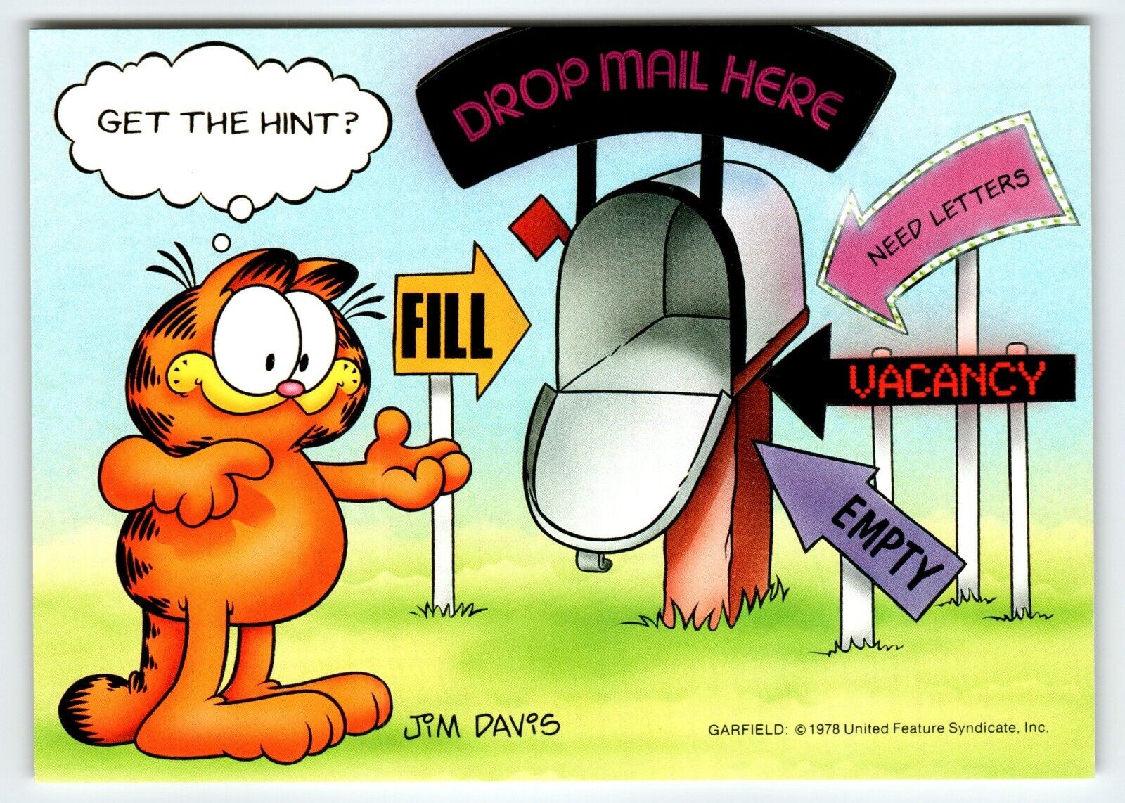 Garfield Drop Mail Here Mailbox Postcard Jim Davis Comic Orange Tabby ...
