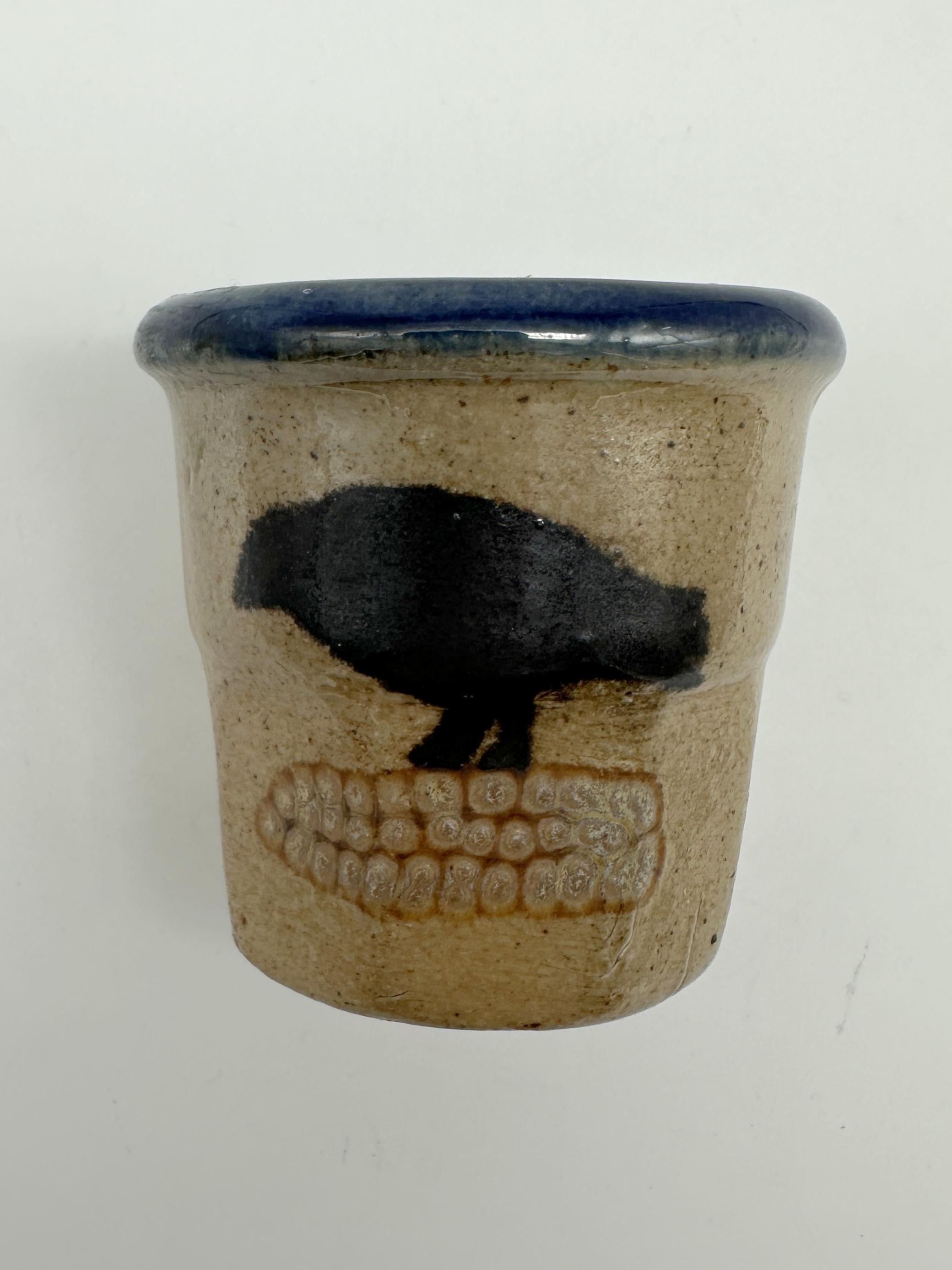 VTG Monroe ME Salt Works Pottery Crow Votive Planter!