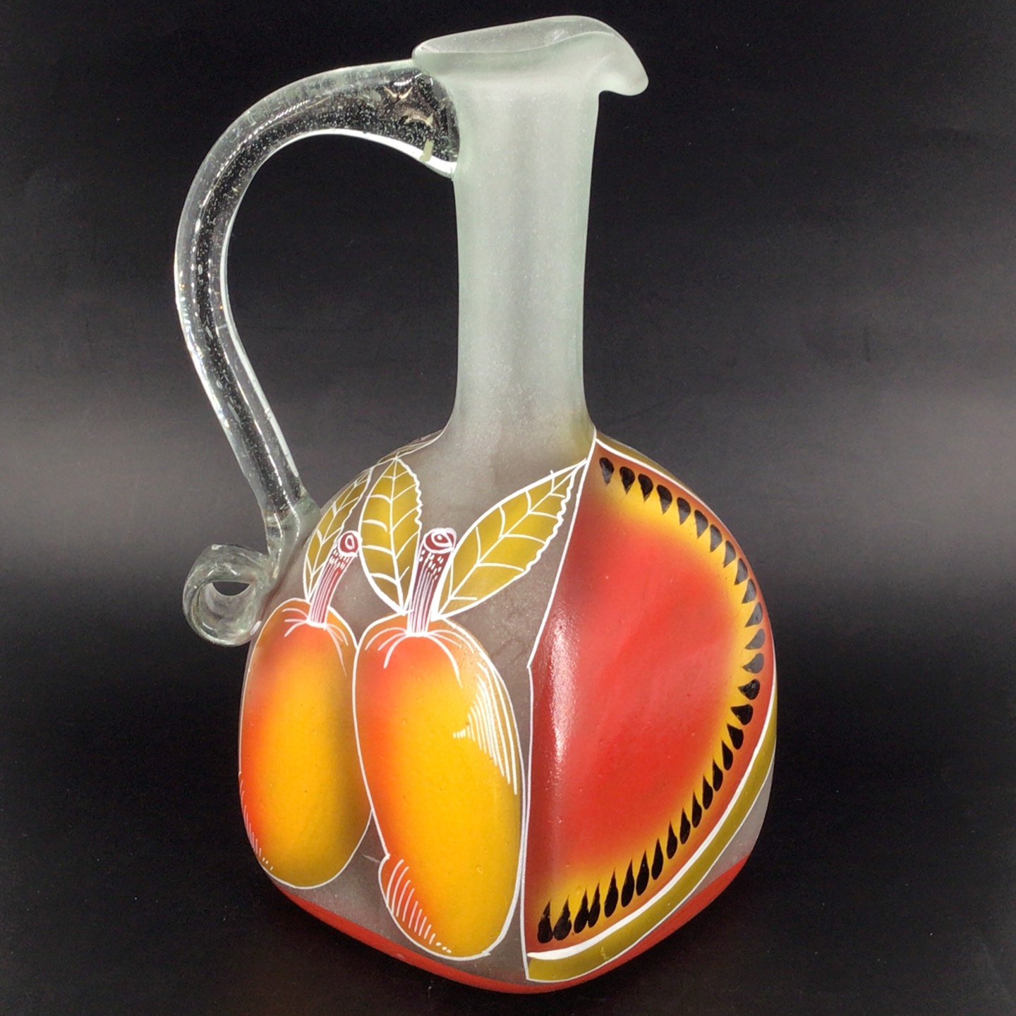 Hand Blown Painted Fruit Decanter Bottle