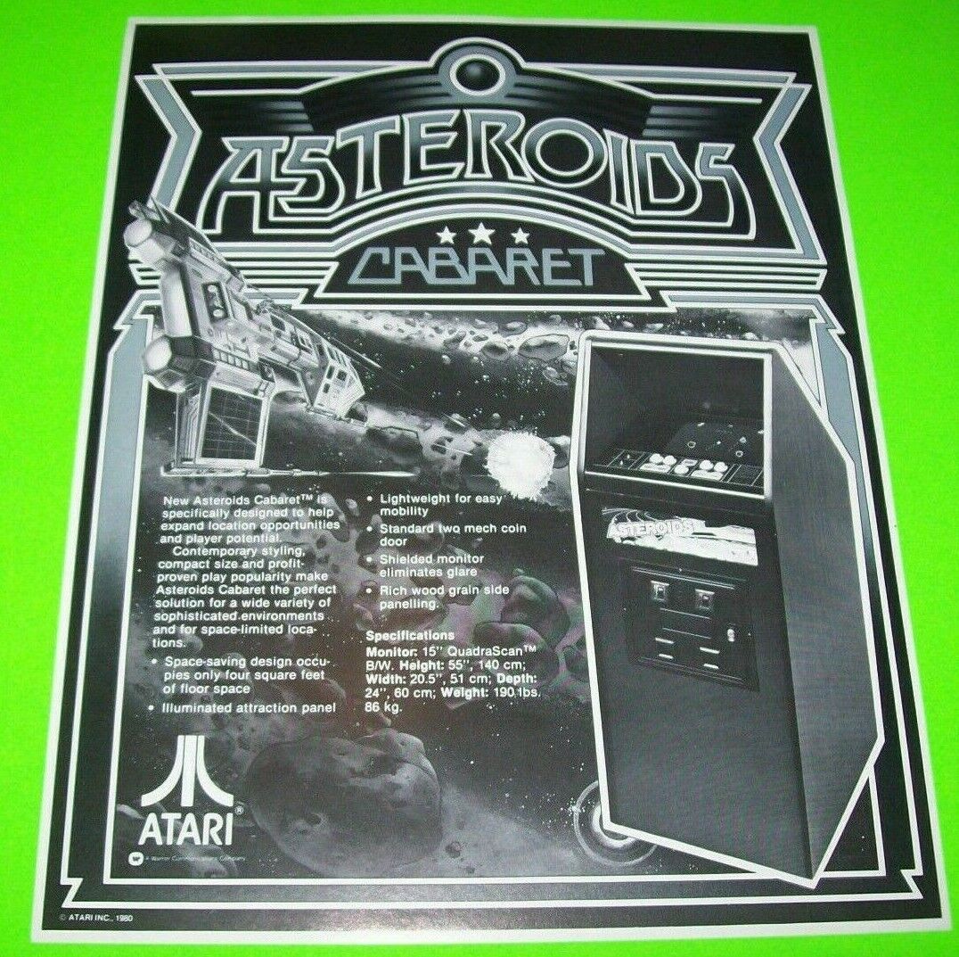 Asteroids Cabaret Arcade Flyer Original 1980 Retro Video Game Artwork