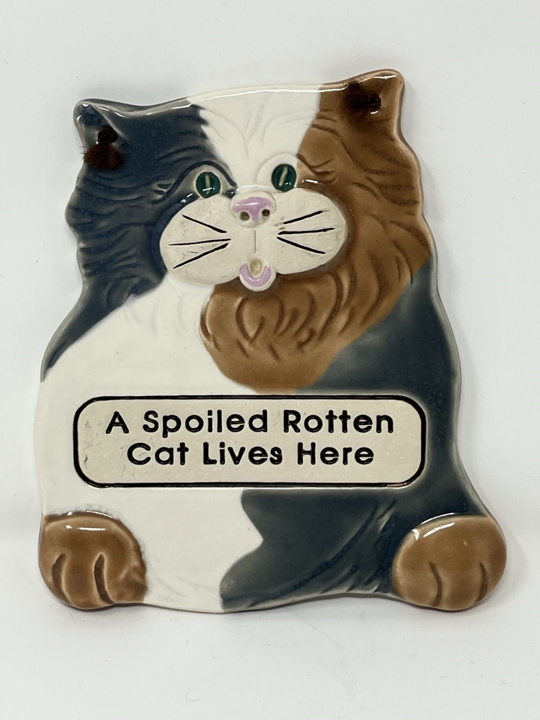 Vintage Smoky Mountain Pottery Cat Wall Plaque A SPOILED ROTTEN CAT ...