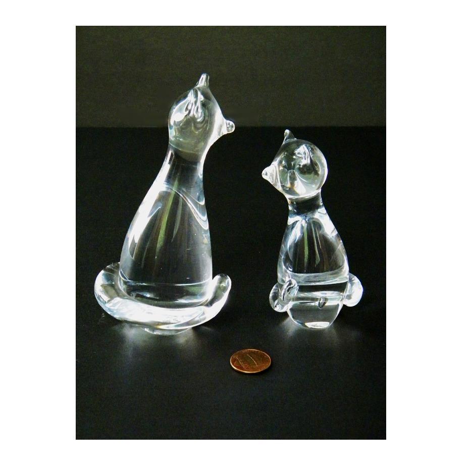 Clear Glass Cat Figurines Abstract Minimalism
