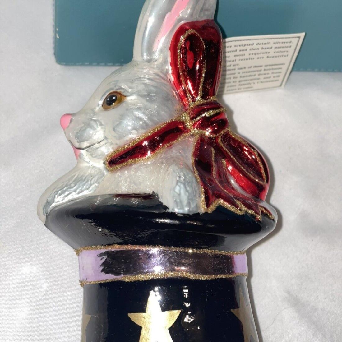 Rare Kurt Adler Polonaise Blown Glass Ornament Magicians Hat rabbit