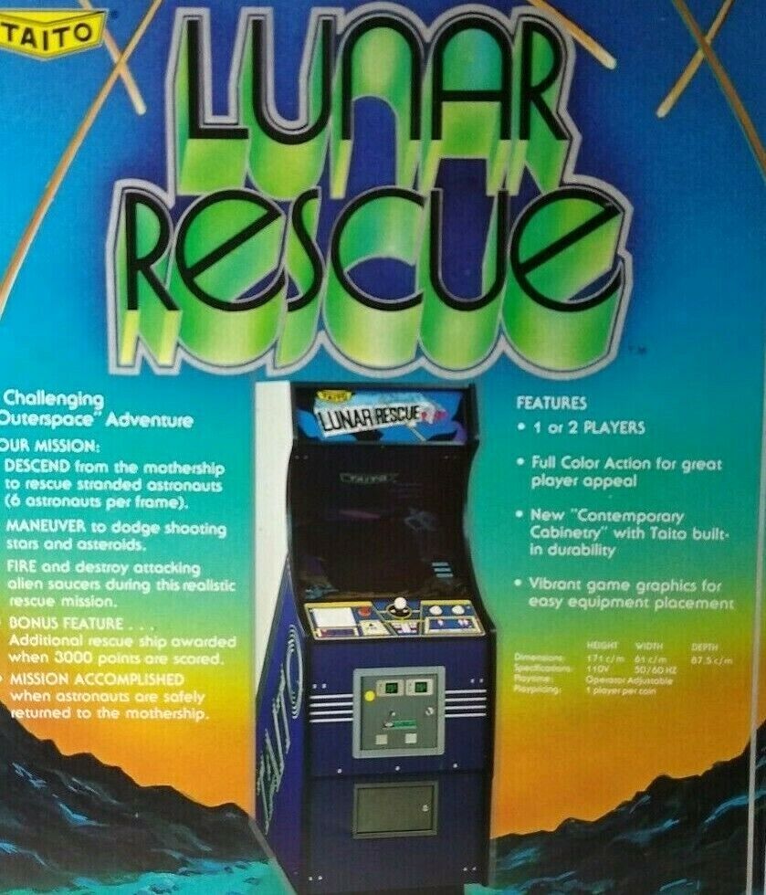 Lunar Rescue Arcade Flyer 1979 Original Game Art Retro Classic 8.5" x ...