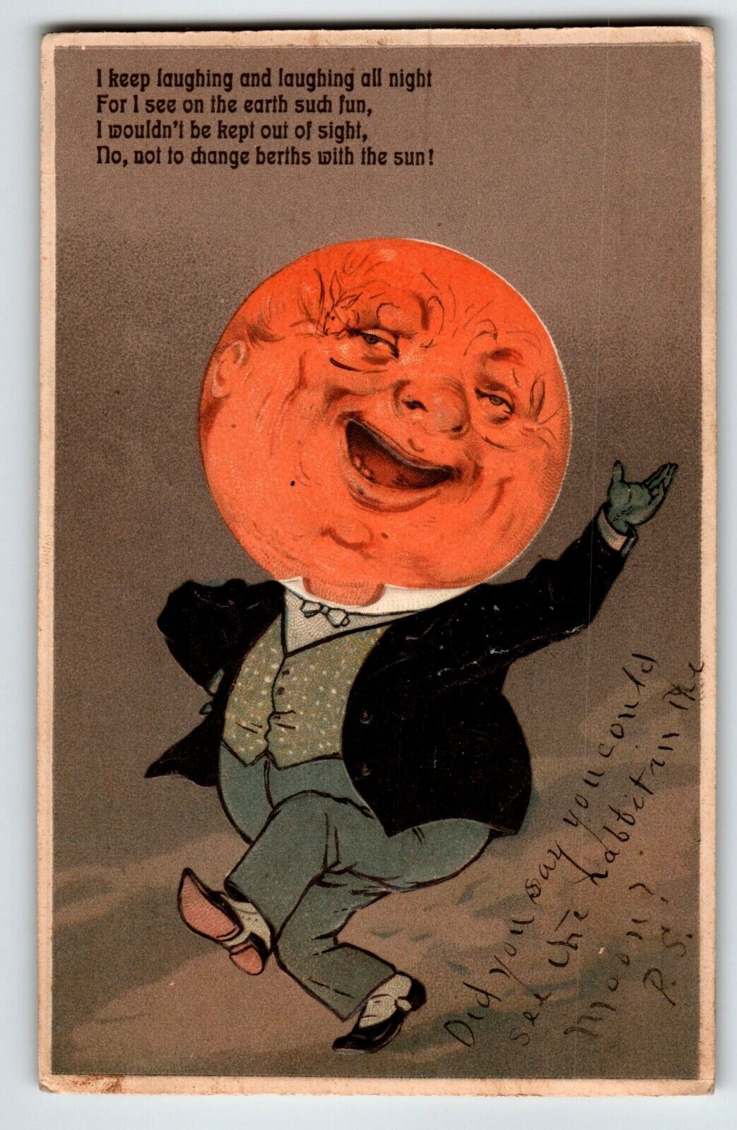 Moon Man Human Face Anthropomorphic Fantasy Paul Finkenrath PFB 1906 ...