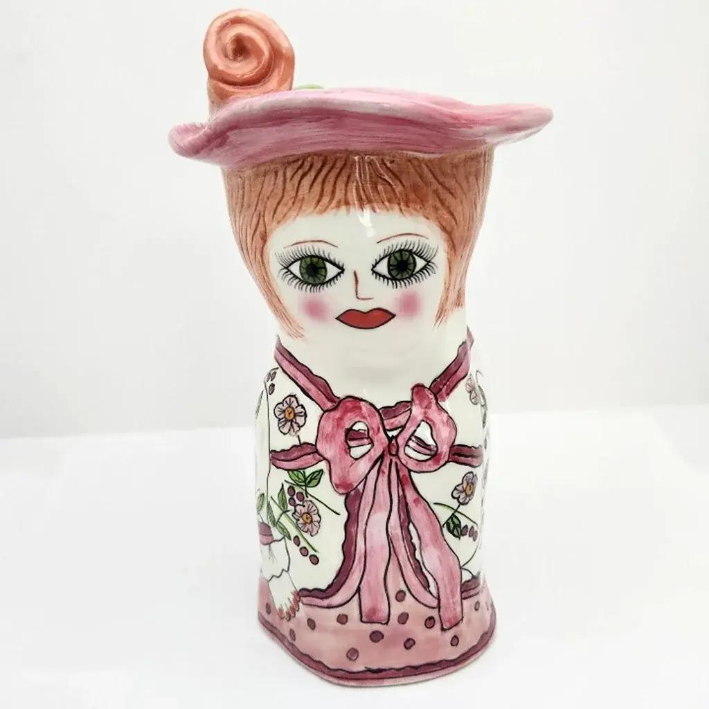 Susan Paley Ceramic Bank, by Ganz, Girl w/ Pink Hat