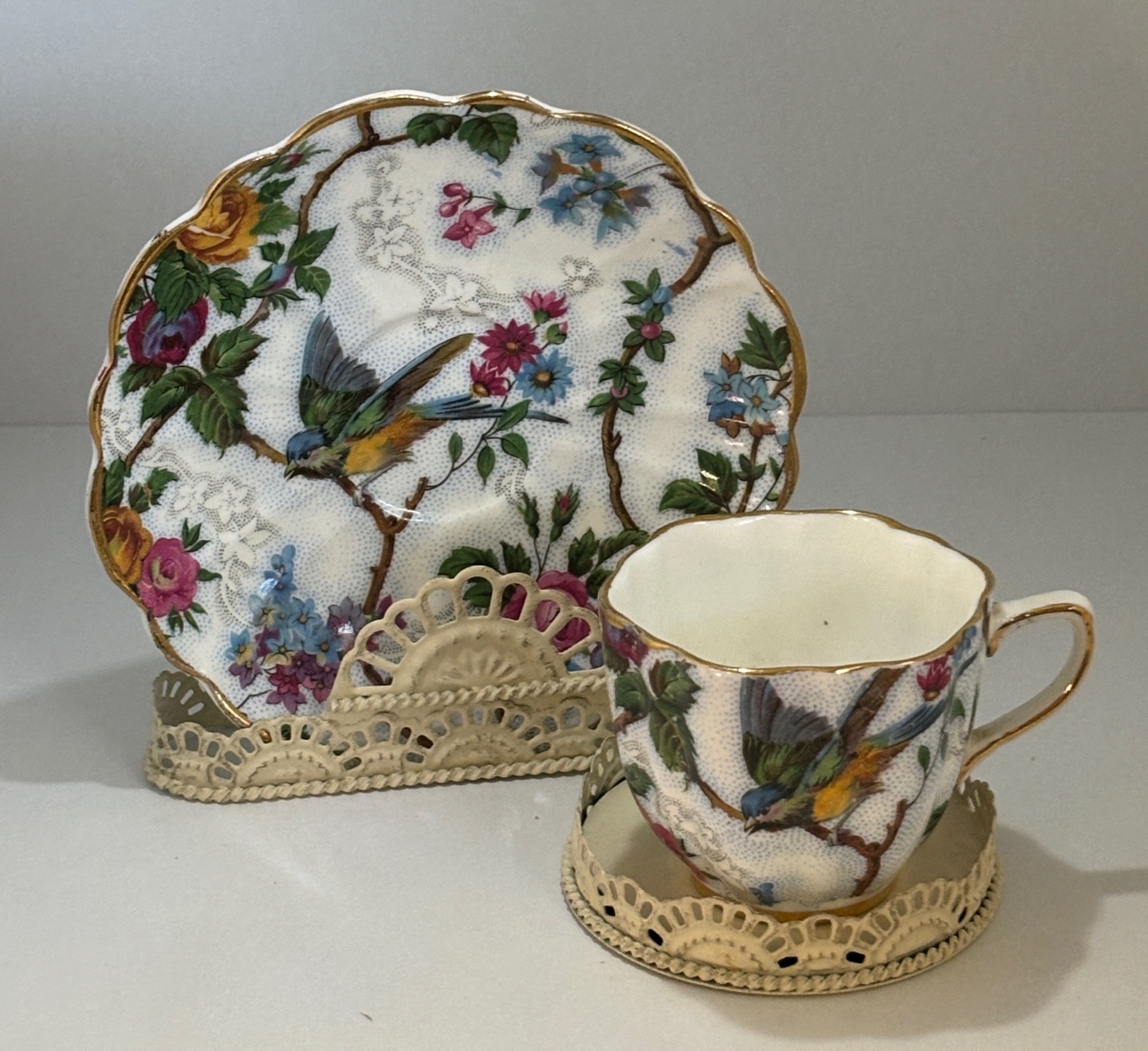 Antique/vintage Bird of Happiness Teacup And Saucer. Made By Old Royal ...