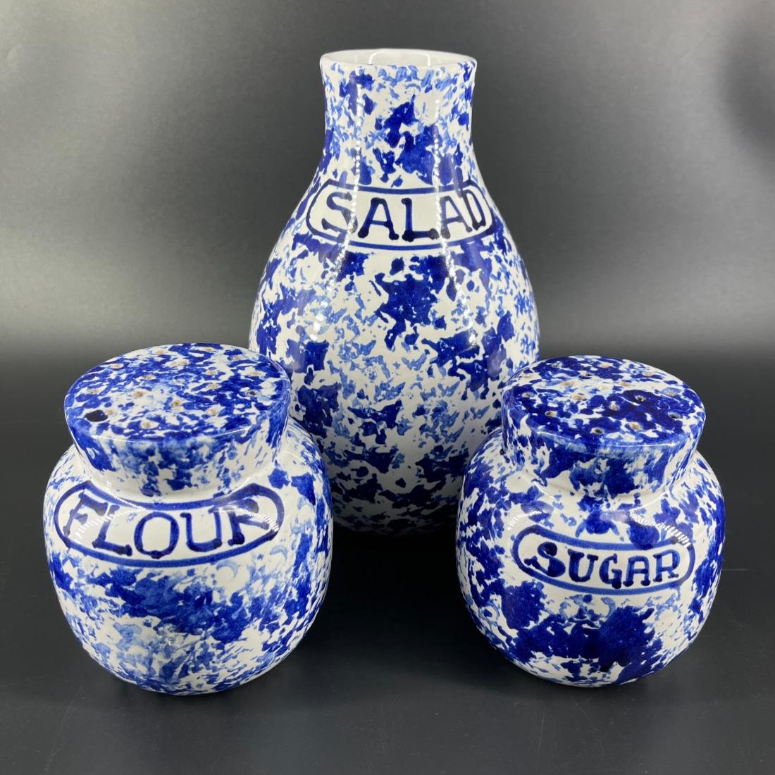 Blue & White Hand Painted Italian Kitchen Shaker Set Flour Sugar ...