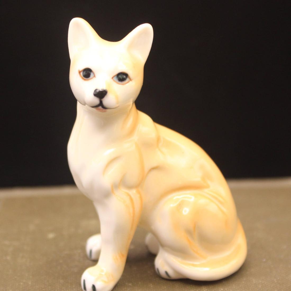 Vintage Porcelain Bone China Tan Siamese Cat Figurine 6