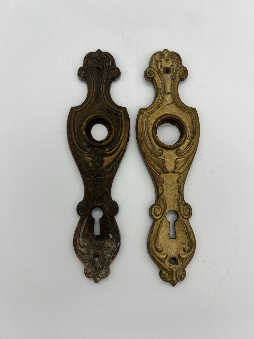 Pair Antique? Door Knob Skeleton Keyhole Back Plates Indoor And Outdoor ...