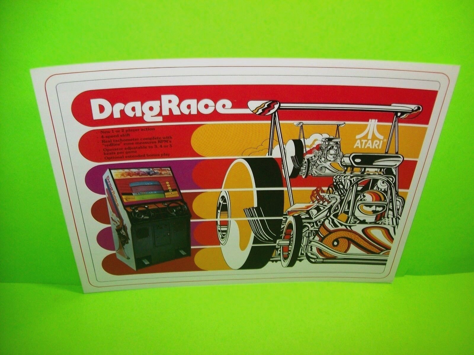 Drag Race Original 1977 NOS Classic Video Arcade Game Flyer Auto Racing