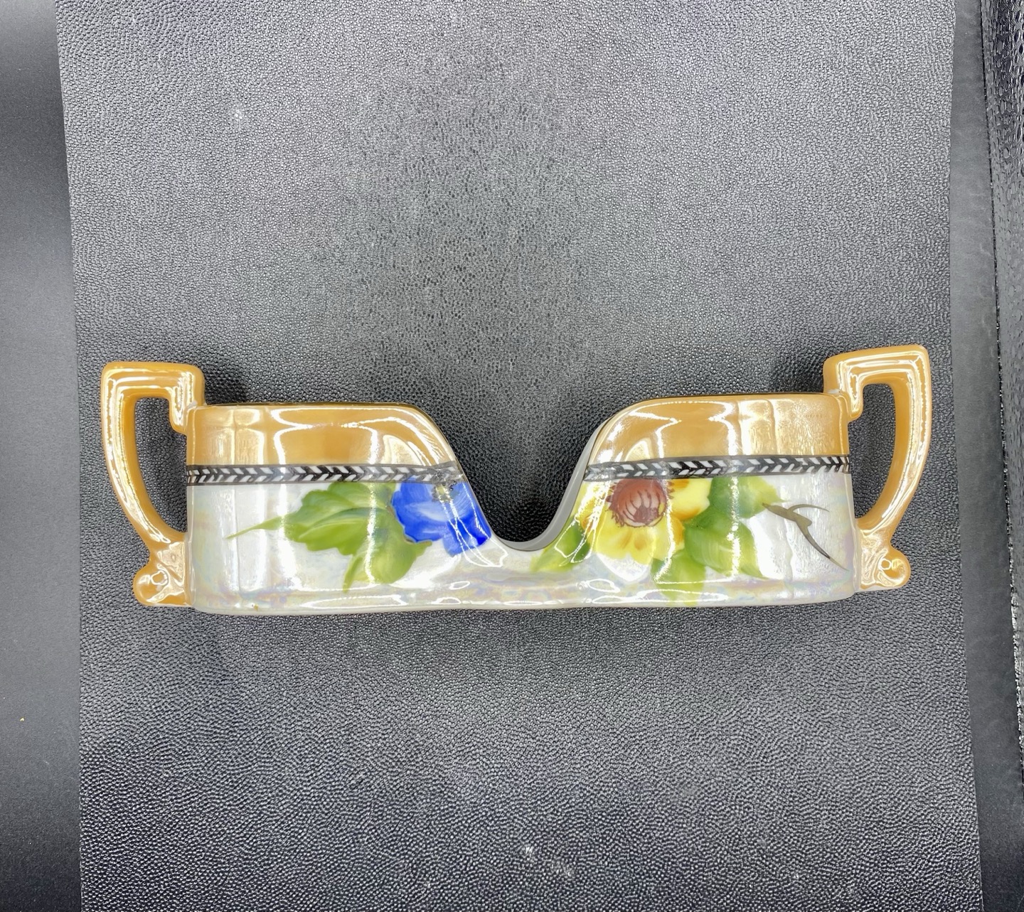 Vintage Japanese Iridescent Lusterware Spoon Rest/Glasses Holder
