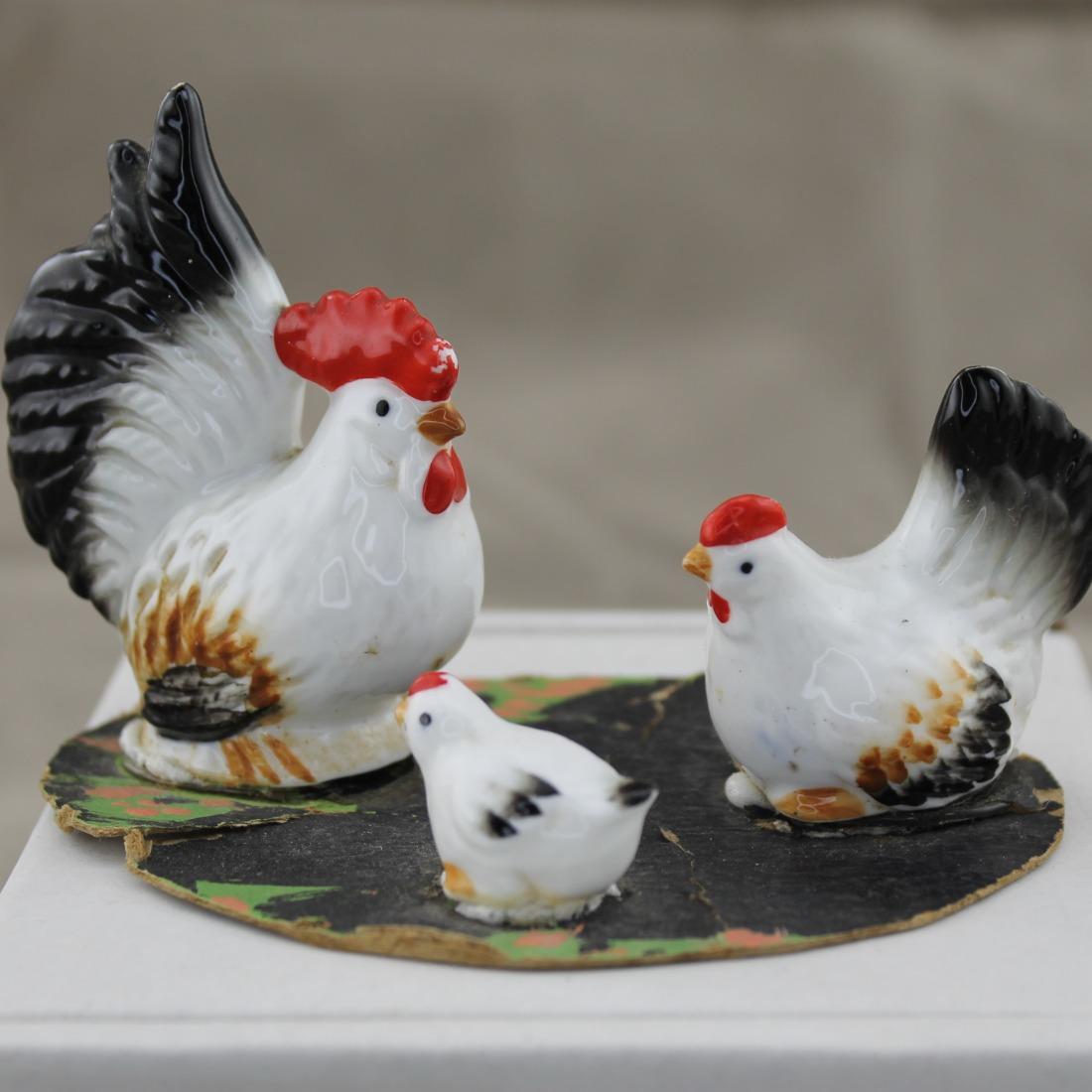Set of 3 Vintage Chicken Figures