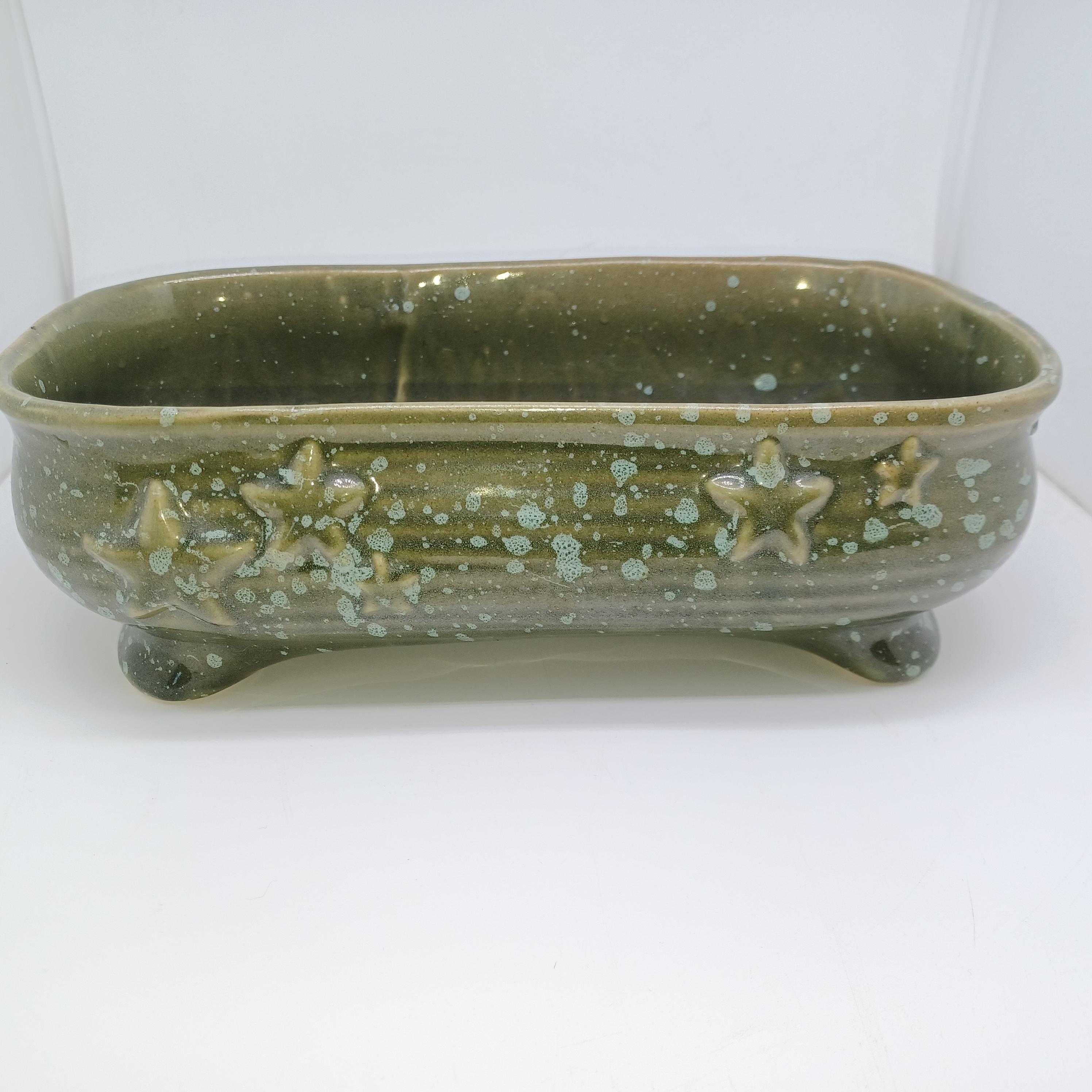 Vintage Brush McCoy Pottery Rectangular Speckled Green Planter / Green ...