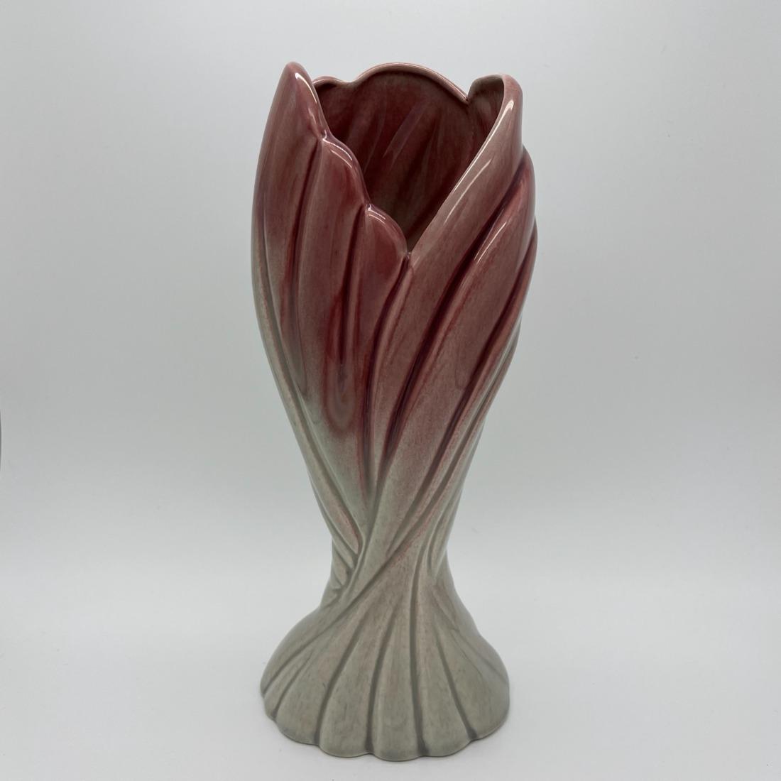 Vintage West Coast Pottery Vase #430 Gray & Burgundy Twisted Swirled ...