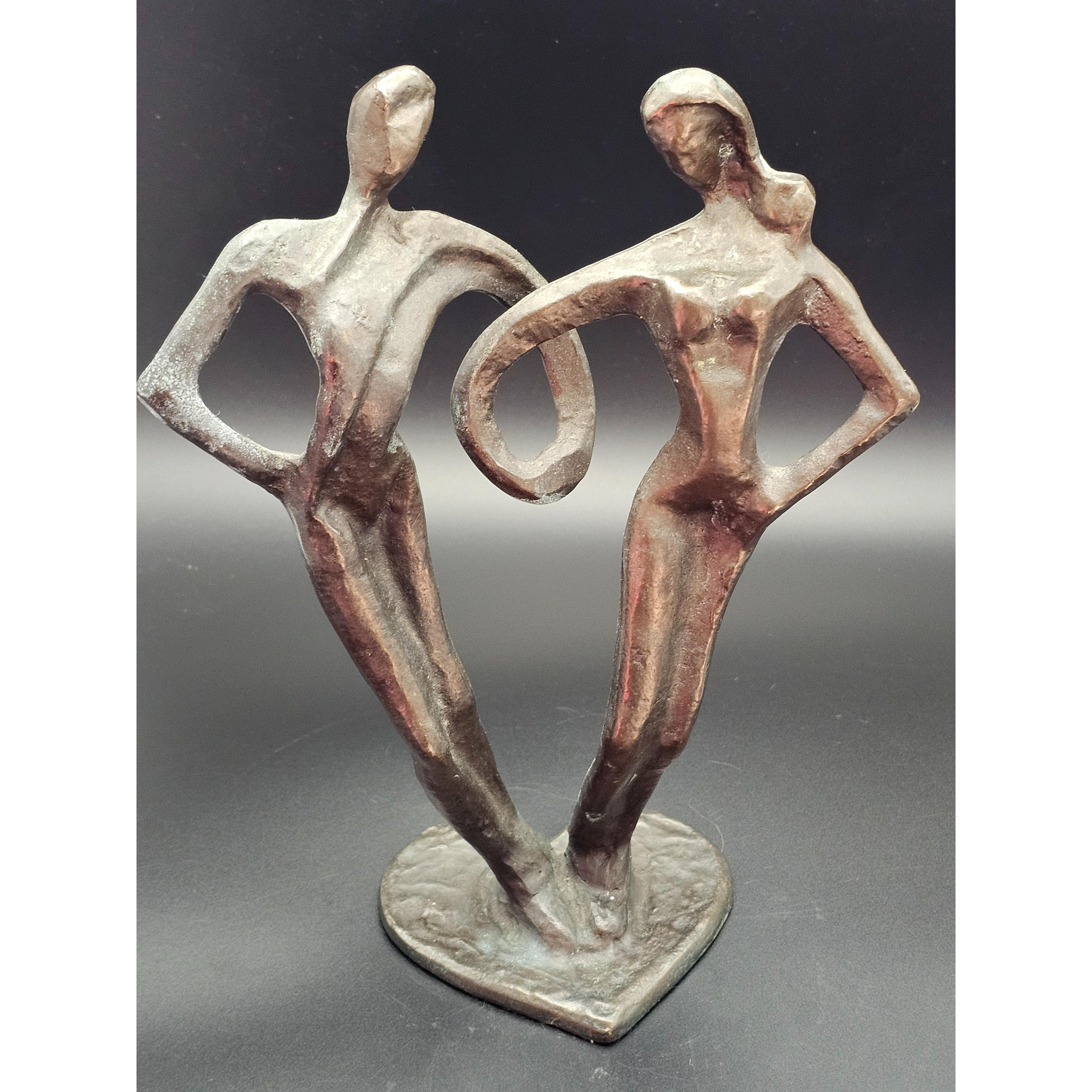 Bronze Sculpture Couple Holding Hands 8" Lovers