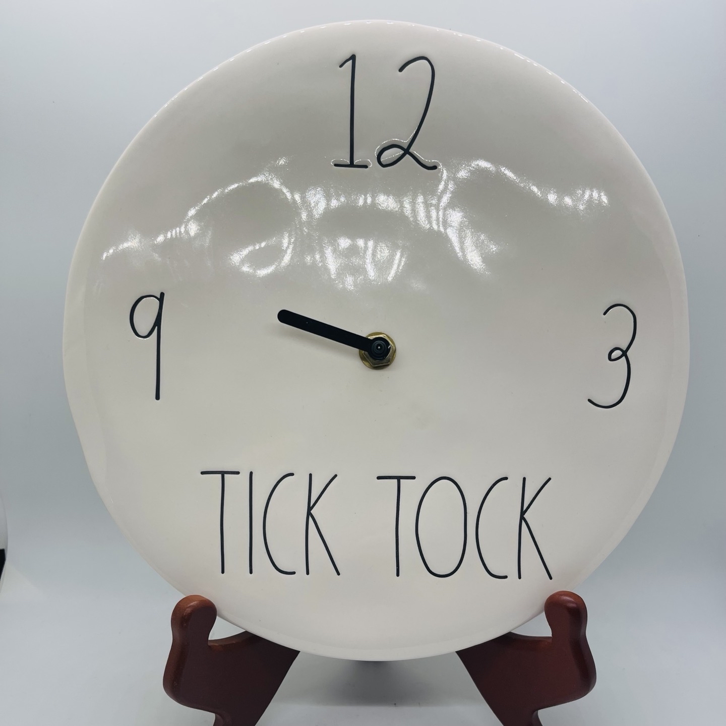 Rae Dunn Wall Clock Missing “seconds” Arm Works 9” Dia