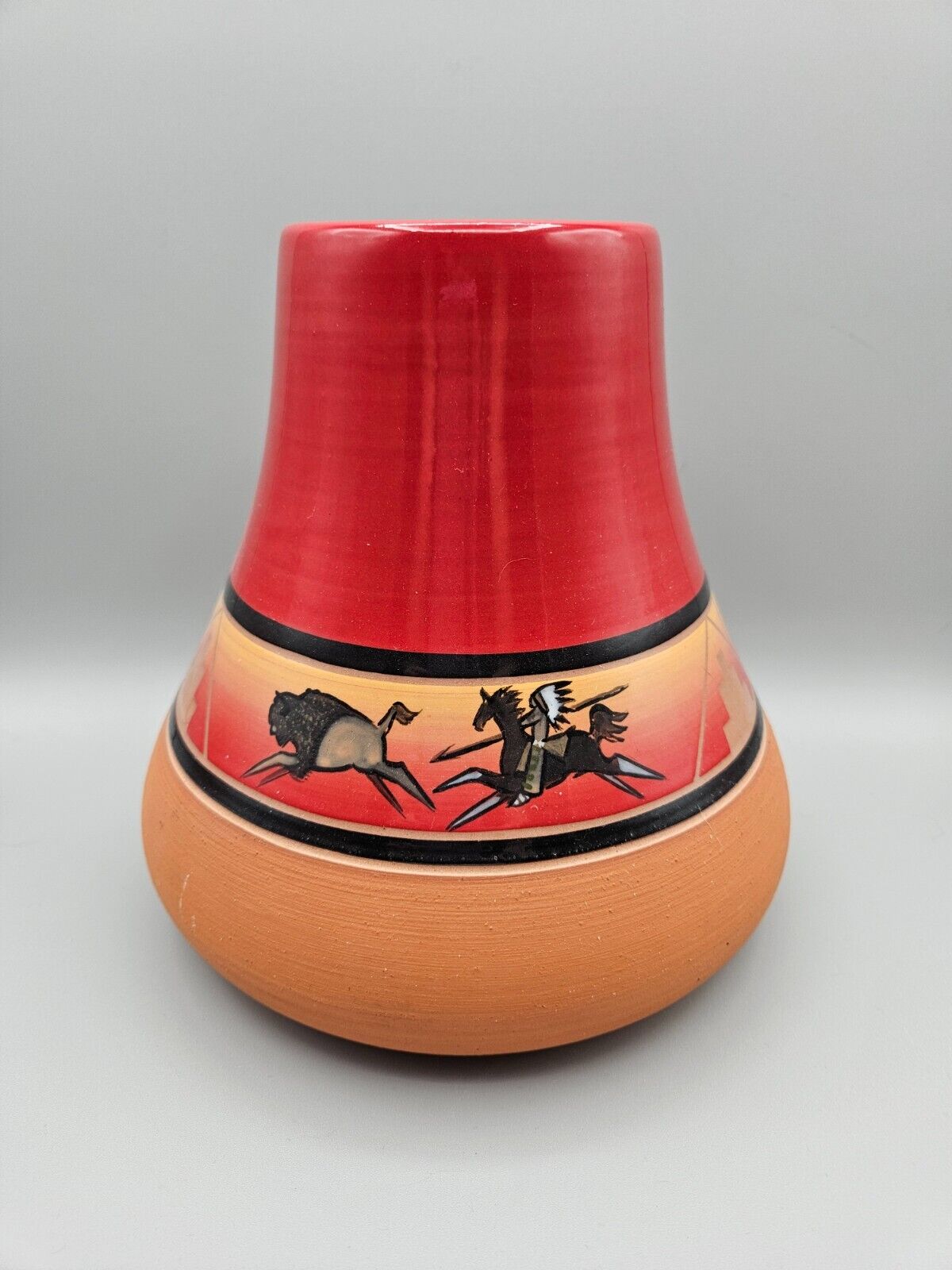 Native American Lakota Sioux Art Pottery Vase Richard Underbaggage ...